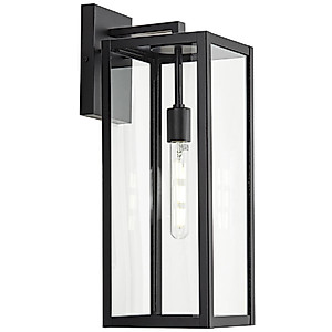 John Timberland Titan Modern Industrial Outdoor Wall Light Fixture Mystic Black Metal 20" Clear Glass Damp Rated for Exterior House Porch Patio Outside Deck Garage Yard Front Door Garden Home