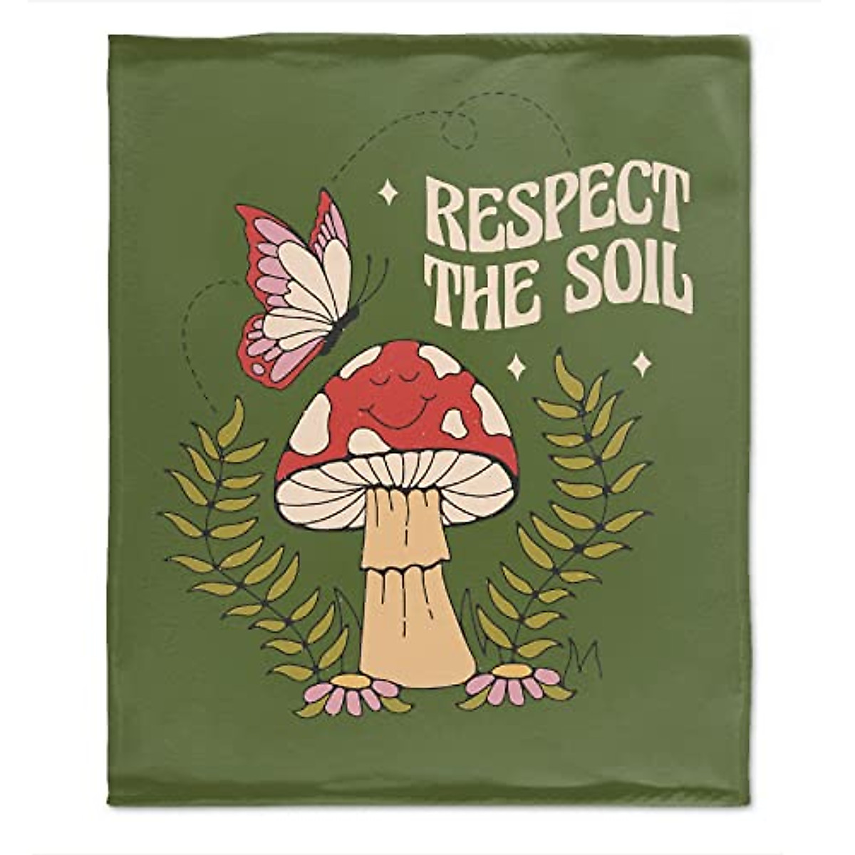 A Mushroom and A Butterfly with The Quote Respect The Soul Throw Blanket Lightweight Soft Plush Fluffy Flannel Blankets for Couch Bed Sofa (XS 30"x40" Inch for Toddler/Puppy)