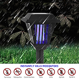 2024 New Solar Bug Zapper Outdoor,Mosquito Zapper Outdoor Mosquito Killer for Bug Gnat Fly Small Flying Insect Mosquito Repellent for Patio Yard Garden Farm,Waterproof Bug Lights for Outside,2 Pack