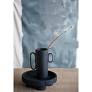 Bloomingville Decorative Flower Asymmetrical Handles Vase, Black