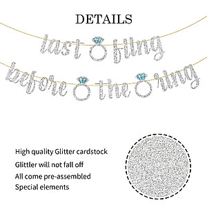 WeBenison Last Fling Before the Ring Banner, Bride Shower Party Supplies, Engagement, Wedding Bachelorette Party Decorations Silver Glitter