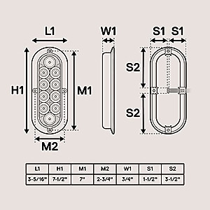 TRUE MODS 4 Red + 2 White 6 inch Oval LED Trailer Tail Light Kit [Surface-Mount] [DOT FMVSS 108 & SAE] [IP67 Waterproof] Stop Brake Turn Reverse Back Up Trailer Lights for RV Truck