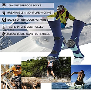 RANDY SUN Waterproof Work Socks for Unisex Athletic Crew Socks Hiking Running Hunting Outdoor Cycling Socks 1 Pair (Navy Blue,Small)