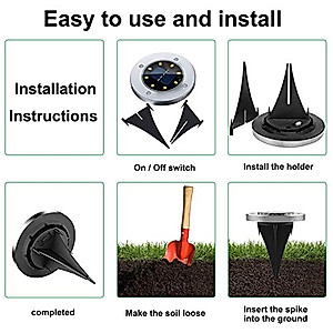 Solar Ground Lights, Upgraded Outdoor Garden Waterproof Bright in-Ground Lights for Lawn Pathway Yard Driveway, producing More Light with 8 Led Warm White Lights