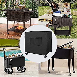 SIRUITON Cooler Cart Cover Waterproof Oxford Fabric, Fits for Most 80-100 Quart Rolling Cooler Cart Cover, Outdoor Beverage Cart, Patio Ice Chest Protective Covers