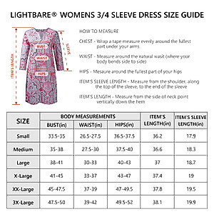 Lightbare Women’s 3/4 Sleeve Dress with Pockets UPF 50+ Casual Sun Dress Breathable Quick Dry for Beach Hiking Outdoors Party
