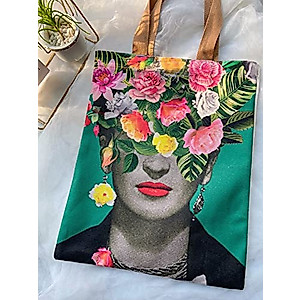 MistWorld Famous Mexican female painter bag canvas bag reusable shopping bag, shoulder bag tote bag with inner pocket