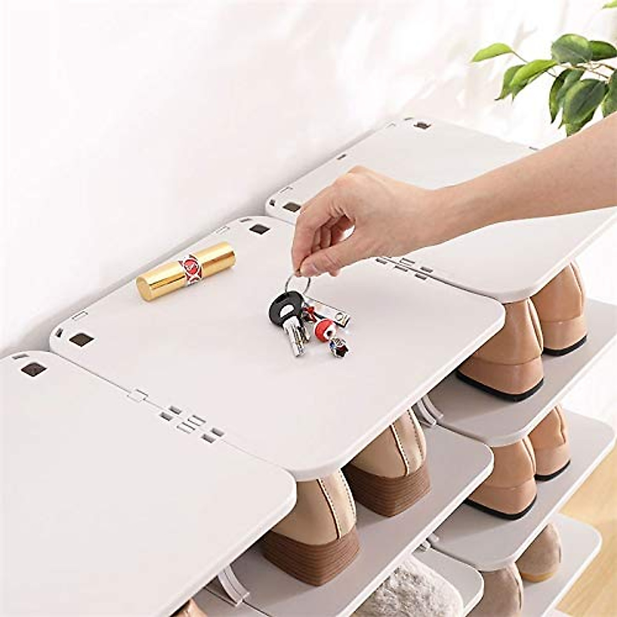 TAZSJG Stackable Shoe Storage Box Space Savers Organizer Household Cloth Standing Shoes Rack Shelf Sneakers Organizers