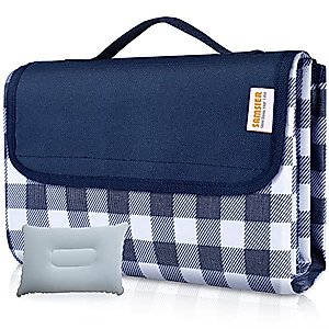 Picnic Blankets Waterproof Foldable, Large Outdoor blanket for Grass, Beach Blanket Waterproof Sandproof, Picnic Mat Washable Lightweight Portable for Camping 60"×80" (Navy Blue, 2 Layers, 1 Pack)