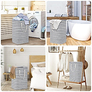 WOWBOX 75L [2 Pack] Laundry Baskets, Freestanding Laundry Hamper with Long Reinforced Handles, Large Waterproof Clothes Hamper Organizer, Collapsible Lightweight Hampers for Laundry, Clothes,Toys,Grey