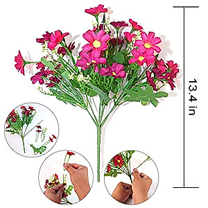 12 Bundles Artificial Fake Flowers for Outdoor Decoration,UV Resistant Faux Plastic Fabric Greenery Shrubs Plants Fake Flowers Hanging Planter Kitchen Home Wedding Office Garden Decor