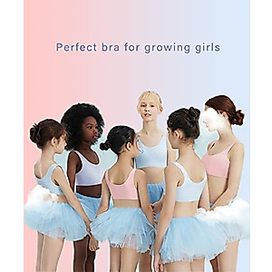 YACCA Girls Seamless Bra Ultra Comfort Soft,Removable Thin AA Cup,Invisible Dig-Free Teen Bras,Girls Training Bra 8-10 10-12 12-14 14-16 16-18 Years Old