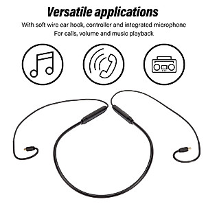 Earphone Wireless Upgrade Cable, Professional Earphone Adapter Cord HiFi Lossless Sound Black for E40 for LS200 for LS400 for E70