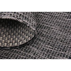 Unique Loom Collection Casual Transitional Solid Heathered Indoor/Outdoor Flatweave Area Rug, Rectangular 5' 0" x 6' 0", Black/Beige