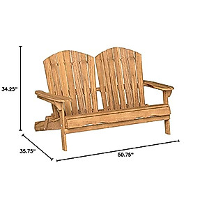 Christopher Knight Home Malibu Outdoor Acacia Wood Adirondack Loveseat, Natural Stained