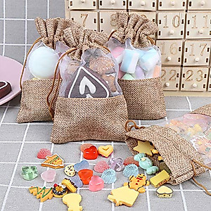 CCINEE 12PCS Burlap Drawstring Gift Bag,Organza Treat Bag Pouch for Wedding Baby Shower Party Favor Supply,5 X 7 Inch