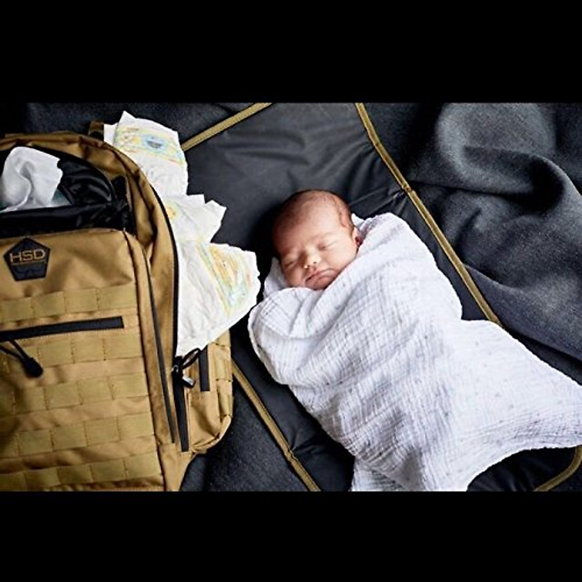 HSD Diaper Changing Mat Pad, Easy to Clean, 600D Waterproof Polyester Backing, Military Style (Coyote Brown)