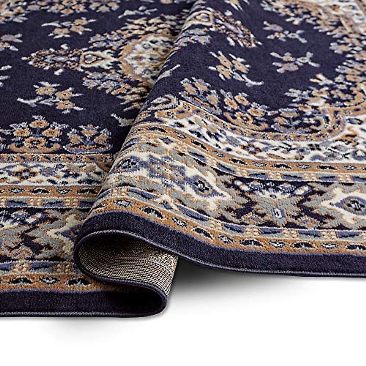 Home Dynamix Premium Sakarya Traditional Medallion Border Area Rug, Navy Blue, 21"x35" Rectangle