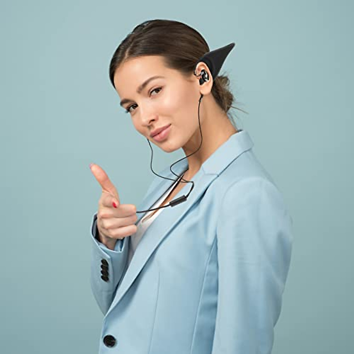 ibasenice Elf Earbuds Earphones Fairy Headphones in- Ear Headset with Microphone Fake Elf Ears Cosplay Anime Costume Accessories Black