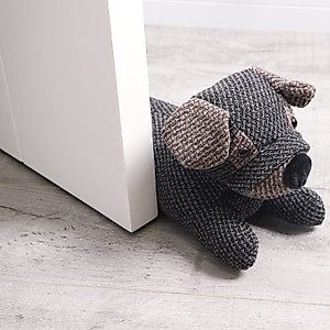 CERAYOU Dog Fabric Under Door Draft Stopper, 3LB Heavy Duty Decorative Soundproof Door Draft Blocker, 34 Inch Animal Energy Saving Draft Guard, Dark Grey