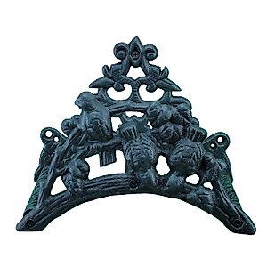 FLAG EMOTES Garden Hose Holder Reel Wall Mounted Hanger Hook with Birds On Branch Design (1, Verdigris)