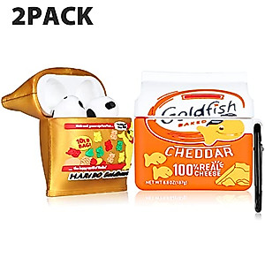 2 Pack Gkv for Airpods 3 Case for Airpod 3 (2021) Cover Unique Funny Fun Cute 3D Food Design Air Pods 3rd Generation Silicone Shell Cases for Girls Teen Boys Kids Gold Bear+Fish Biscuits