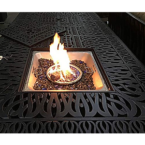 Outdoor Fire Pit Bar Height Double Burner Table Elisabeth Cast Aluminum Patio Furniture