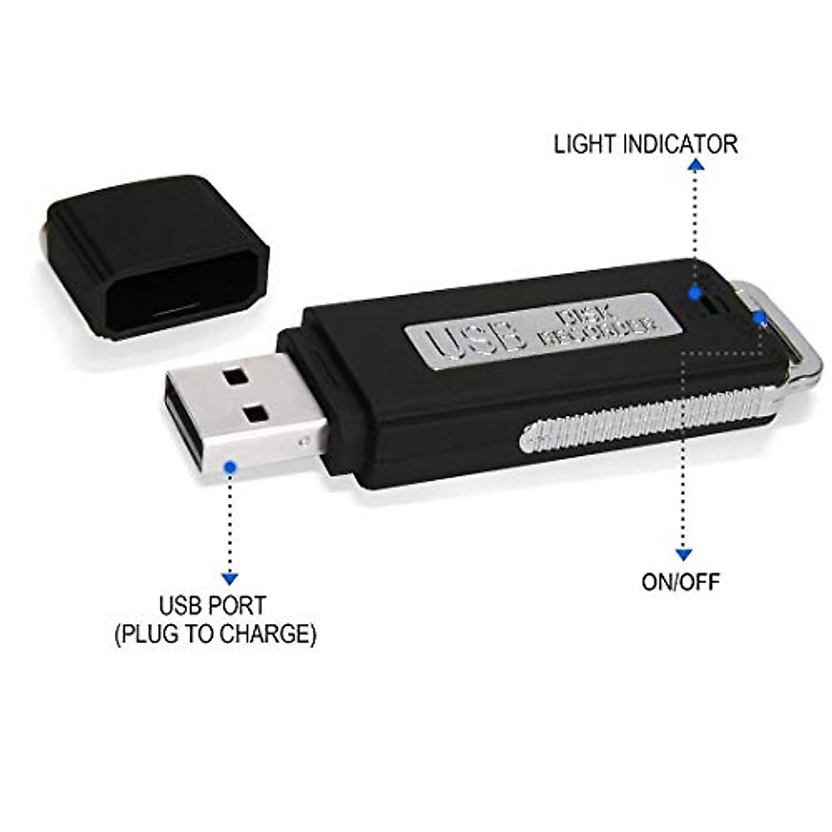 Digital Voice Audio Recorder - USB Voice Recorder - No Flashing Light While Recording - Sound Recording Device for Lectures - 15 Hours Battery Life - Dictaphone, 8GB, Mini Grabadora de Voz