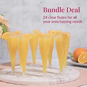 24 Plastic Champagne Flutes Disposable | Clear Plastic Champagne Glasses for Parties | Clear Plastic Cups | Plastic Toasting Glasses | Mimosa Glasses | New Years Eve Party Supplies 2023