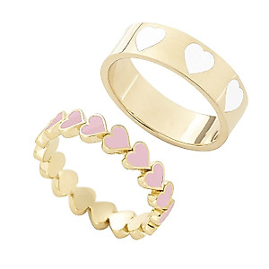 CJIAYUJEW Initial Ring for Women Cute Adjustable Alphabet Ring Stackable Silver Capital Letter Ring (7)