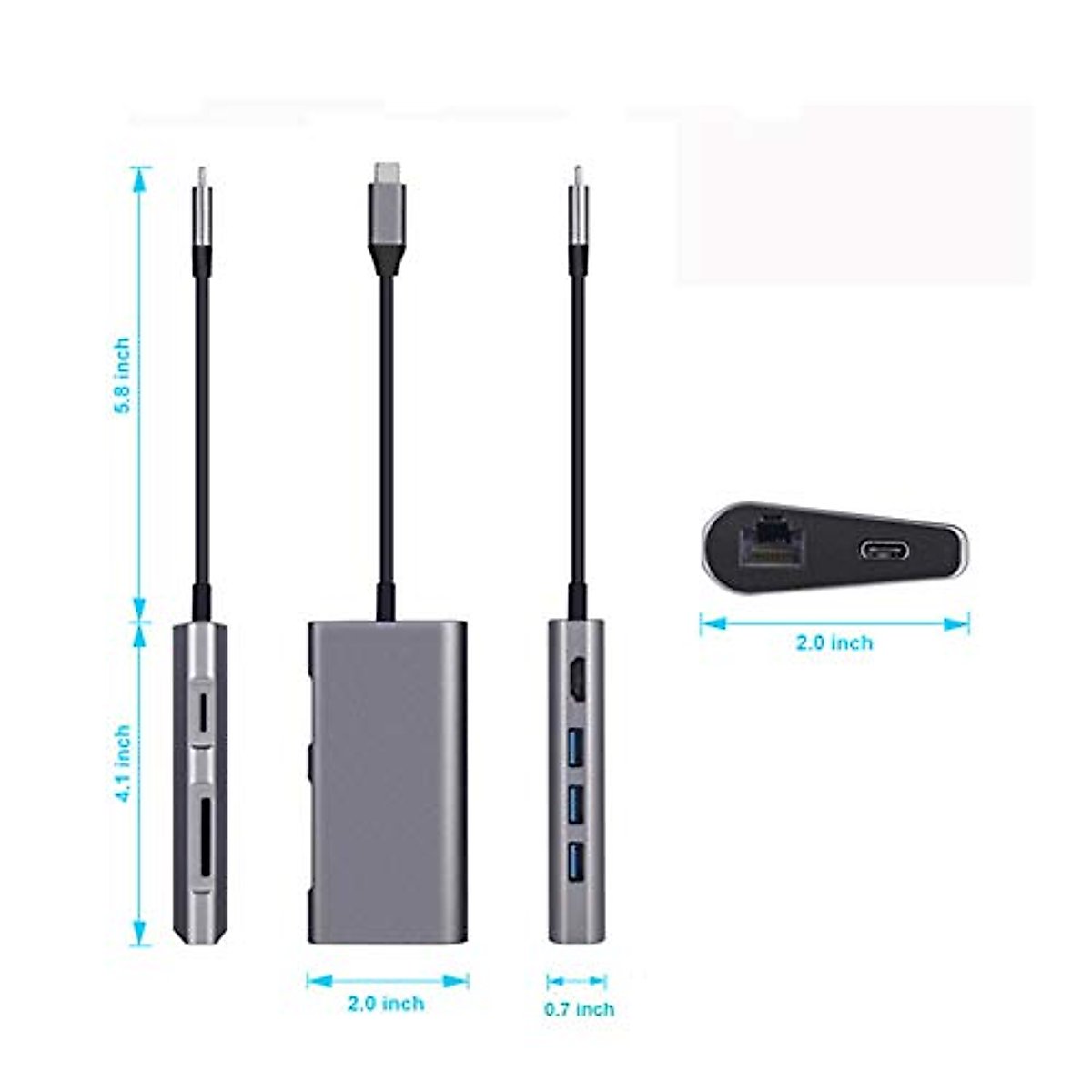 XUNMAIFHB Portable Docking Station,Type-c Dock Type-c to hdmi/Type-c hub Reader + Network Card hub USB3.0, RJ45, USB-C PD, 4K HDMI Fast Transmission