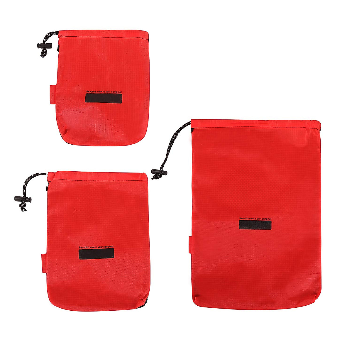 REDCAMP Stuff Sack Set of 5, Lightweight Mesh Nylon Drawstring Storage Bag Pouch for Travelling Hiking Red