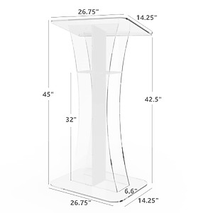 FixtureDisplays® Podium Clear Ghost Acrylic w/White Cross1803-310 Easy Assembly Required 1803-310-NEW