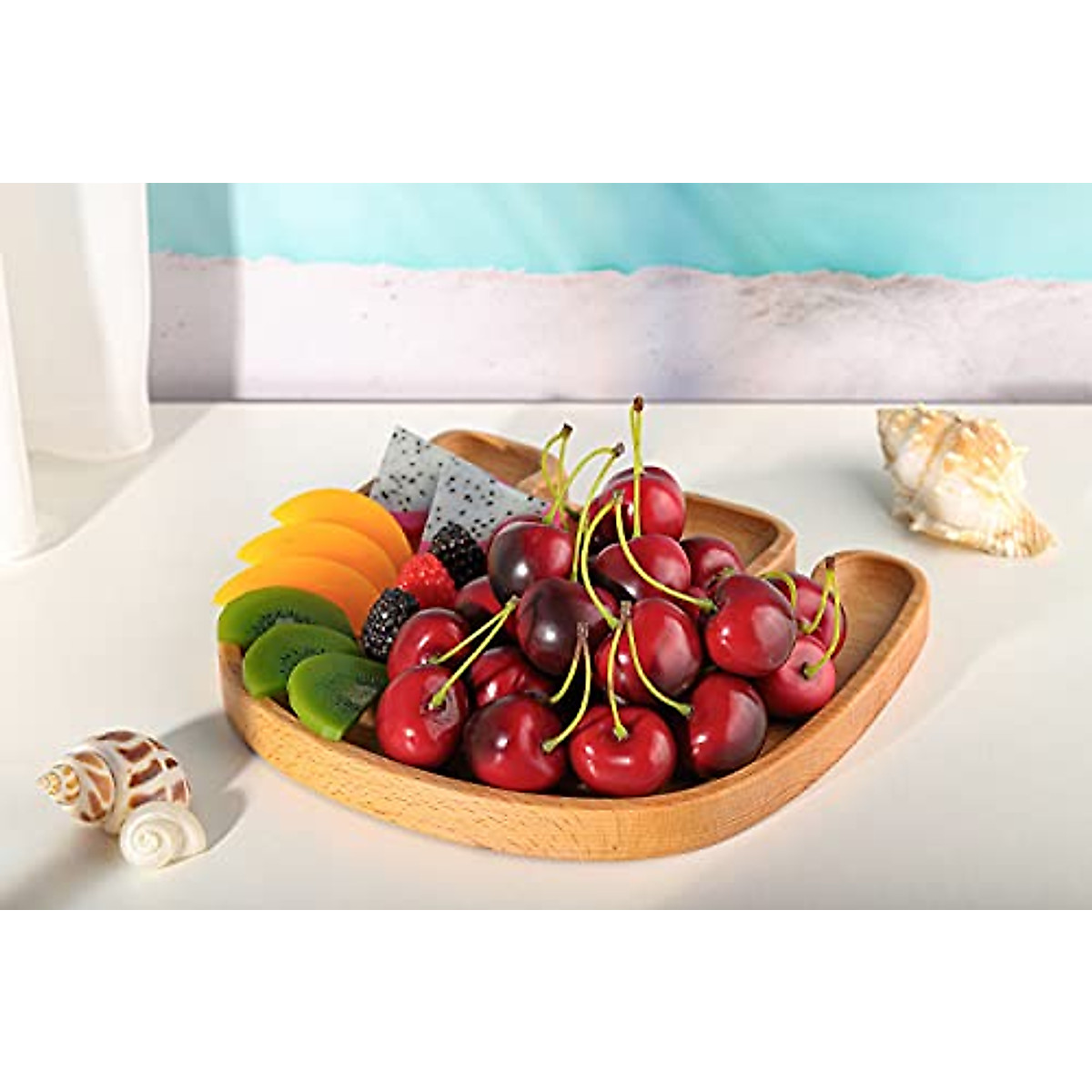 CrystalTears Wooden Serving Tray Platter Handmade Elephant Shaped Snack Fruit Dessert Serving Platter Wood Crystal Display Tray Jewelry Trinket Dish for Home Decoration