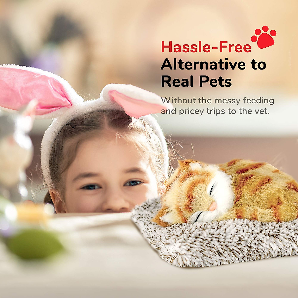 Perfect Petzzz Mini Orange Tabby Kitten, Kitty Toys for Girls, Boys, & Elderly, Realistic Cat Stuffed Animals, Battery-Operated Fake Cat Electronic Pets