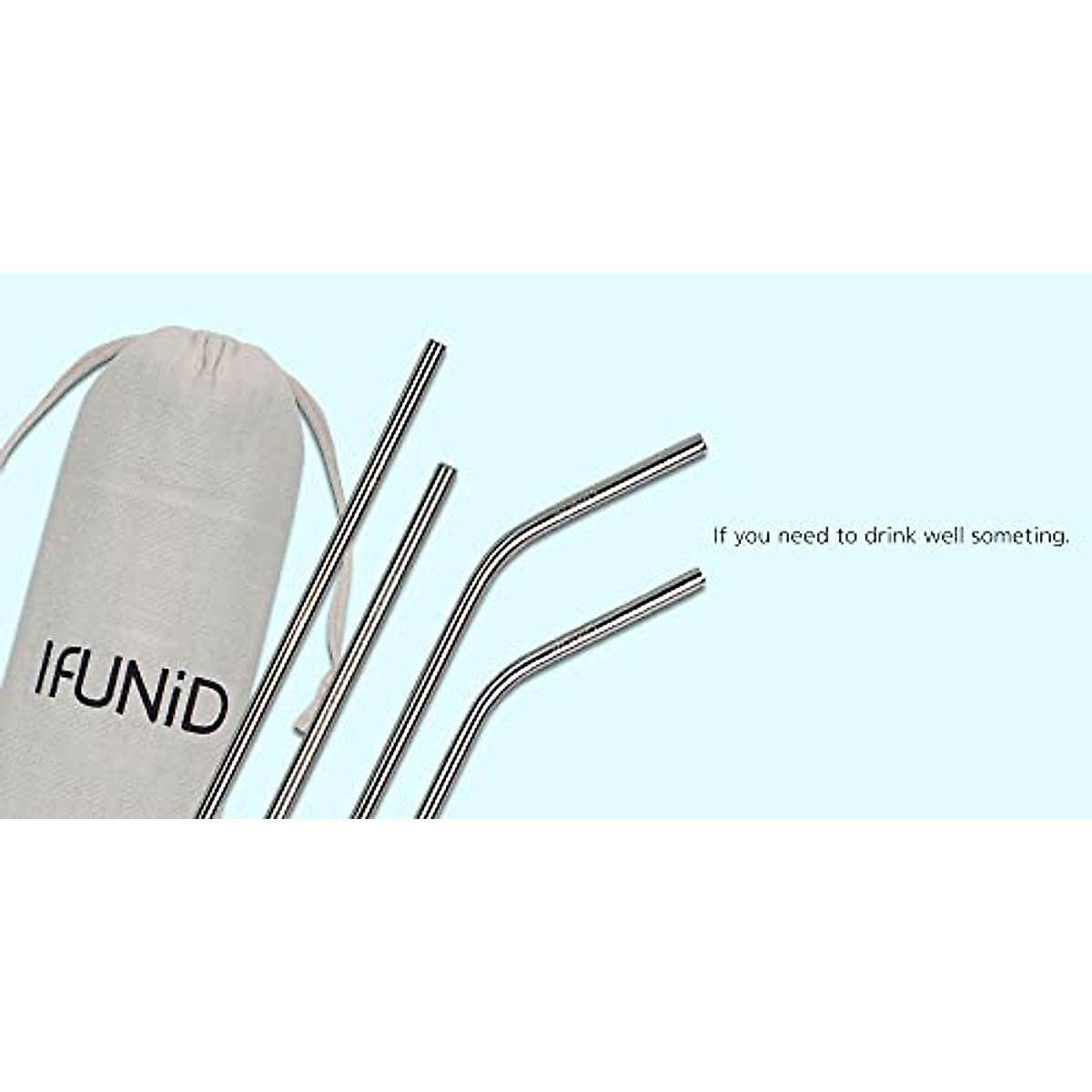 IFUNiD Reusable Stainless Steel Straws 12pcs Set with 2pcs cleaning brushes various size straws for various liquids for a safer earth.