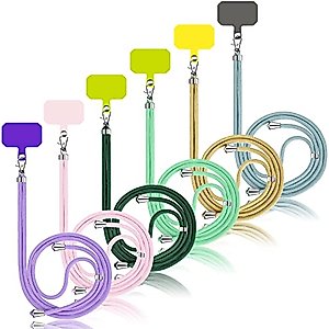 6 Pieces Phone Lanyard Neck Nylon Cell Phone Lanyard Crossbody Adjustable Universal Strap Detachable Safety Pad Compatible (Fresh Color)