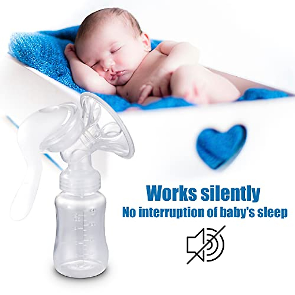 Elfzone Manual Breast Pump, Adjustable Suction Silicone Hand Pump Breastfeeding, Small Portable Manual Breast Milk Catcher Baby Feeding Pumps & Accessories, White, Mothers Day Gifts