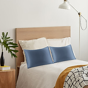 uxcell 2 Pack Silk Satin Pillowcase for Hair and Skin, Cool, Silky, Soft Breathable Pillow Cases Travel Size 14x20 Inch Sateen Pillowcase Slate Gray with Envelope Closure