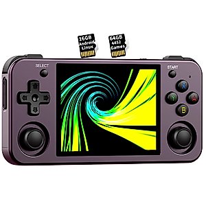 RG353M Handheld Game Console Aluminum Alloy CNC Support Dual OS Android 11+ Linux, 5G WiFi 4.2 Bluetooth 3.5 Inch IPS Multi-Touch Screen 64G TF Card 4420+ Classic Games