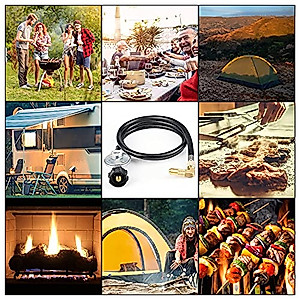 Uniflasy 5 Feet Propane Adapter Hose with Regulator for 17"/22" Blackstone Griddle Grill, QCC1 Propane Hose with Elbow Fitting Adapter Replacement Parts for 17/22 Inch Blackstone Tabletop Camper Grill