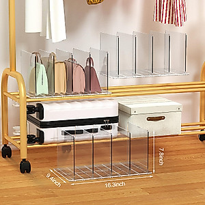 Purse Organizer for Closet,Adjustable Shelf Divider for Closet, Clear Purse Organizers for Closet Bookshelf Separator Dividers in Bedroom, Office (CLEAR, 5LAYER)