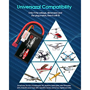 HOOVO 2S 7.4V 1500mAh 60C RC Lipo Battery Pack with Deans T Connector for RC Boat Truck RC Helicopter Airplane Quadcopter UAV Drone FPV Racing Hobby Models(2 Packs)