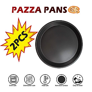 Kslong 2pcs Metal Pizza Plate For Oven Round Bake model Pizza Shop Diy Baking Tools Non-stick Cake Chassis Bakeware Pans(8inch)