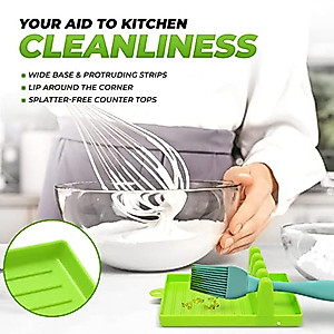 Look2Like Kitchen Spoon Rest - Cooking Utensil Rest for Countertop - Multifunction Heat Resistant Spatula Utensils Ladle Spoons Pot Lid Holder with Drip Pad - Stove Rack Resting Gadgets – Green