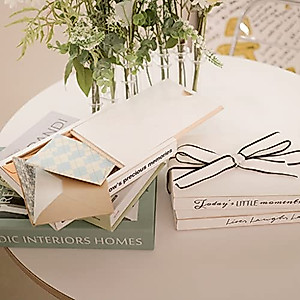 Wooden Decorative Books for Home Decor with an Extra Compartment and Unique Ribbon - White Faux Book Stacks - Decoration for Living Room - Decor Books for Coffee Table_Ideal Gift