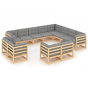 12 Piece Patio Lounge Set,Outdoor Sofa Set,Party Couch Set,Pool Sofa Set,Outdoor table Set,Afternoon Tea Suit,Talk About Furniturefor Garden,Outdoor,Terrace,Backyard,with Cushions Solid Pinewood