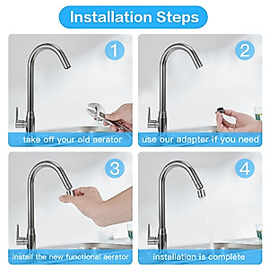 Kitchen Sink Faucet (Upgraded), 360° Swivel Kitchen Faucet Aerator, Dual-function 2-Flow Sprayer Faucet Head Replacement, Sink Attachment For Faucet Include 55/64 Inch Female Thread (Chrome1)