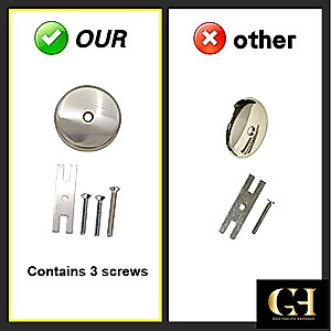 Gold-Hao-The-Bathroom Single Hole Bathtub Drain Overflow Plate - Overflow Drain Cover | Tub Drain Cover with Three Matching Screws/Bathtub Overflow Drain Cover with Adapter (Brushed Nickel)