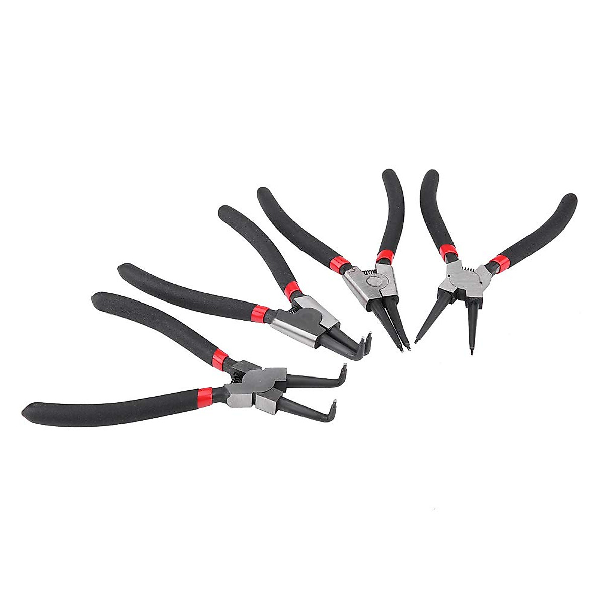Snap Ring Pliers Set, 4-Piece Heavy Duty Circlip Pliers Set 7-inch Internal/External Circlip Pliers Kit with Straight/Bent Jaw for Ring Remover Retaining and Remove Hoses